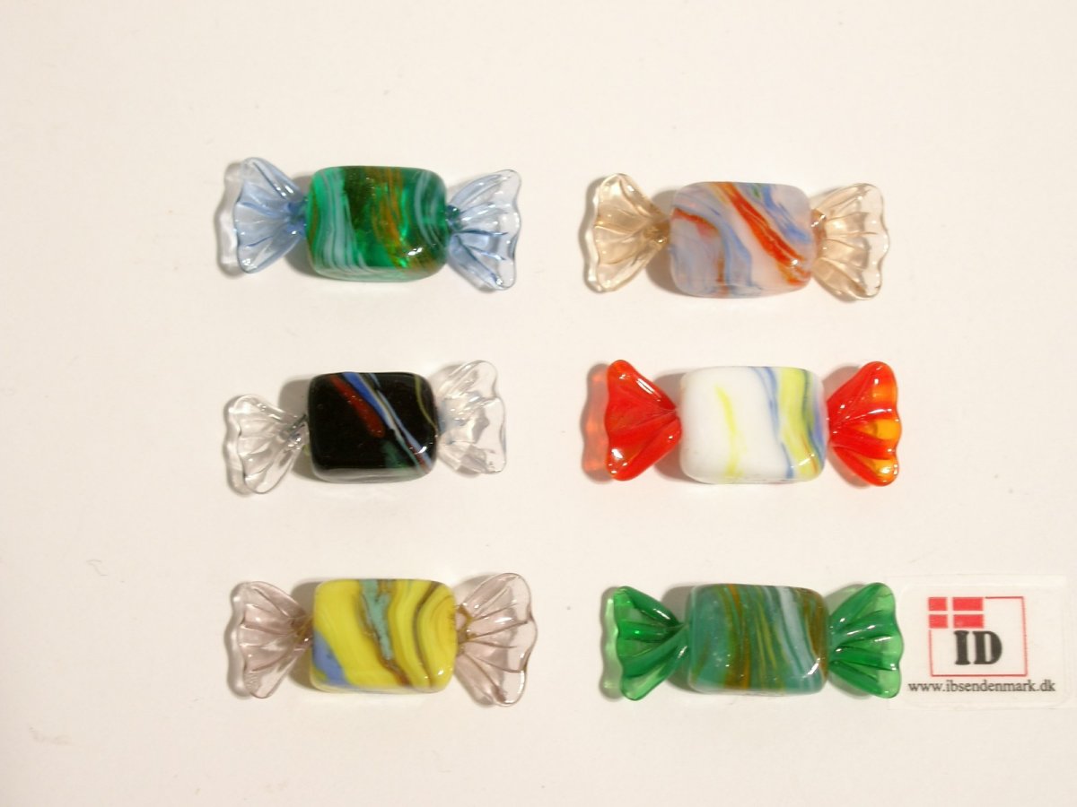 Glas Mini Bolsjer - Karameller - Mønster - 3cm - Glas Bolsjer og ...