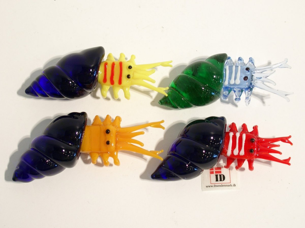 Glas Reje - I Rejehus - 7cm - Sæt Med 4 Asst. - Glaskunst fra Havet ...